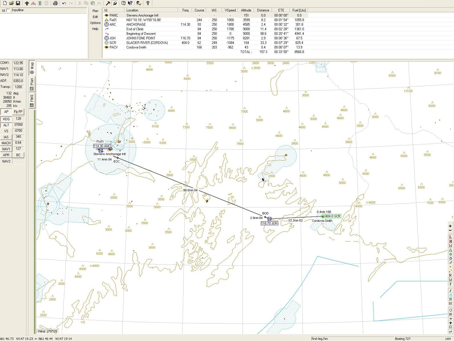 Flight Plan first leg – simFlight