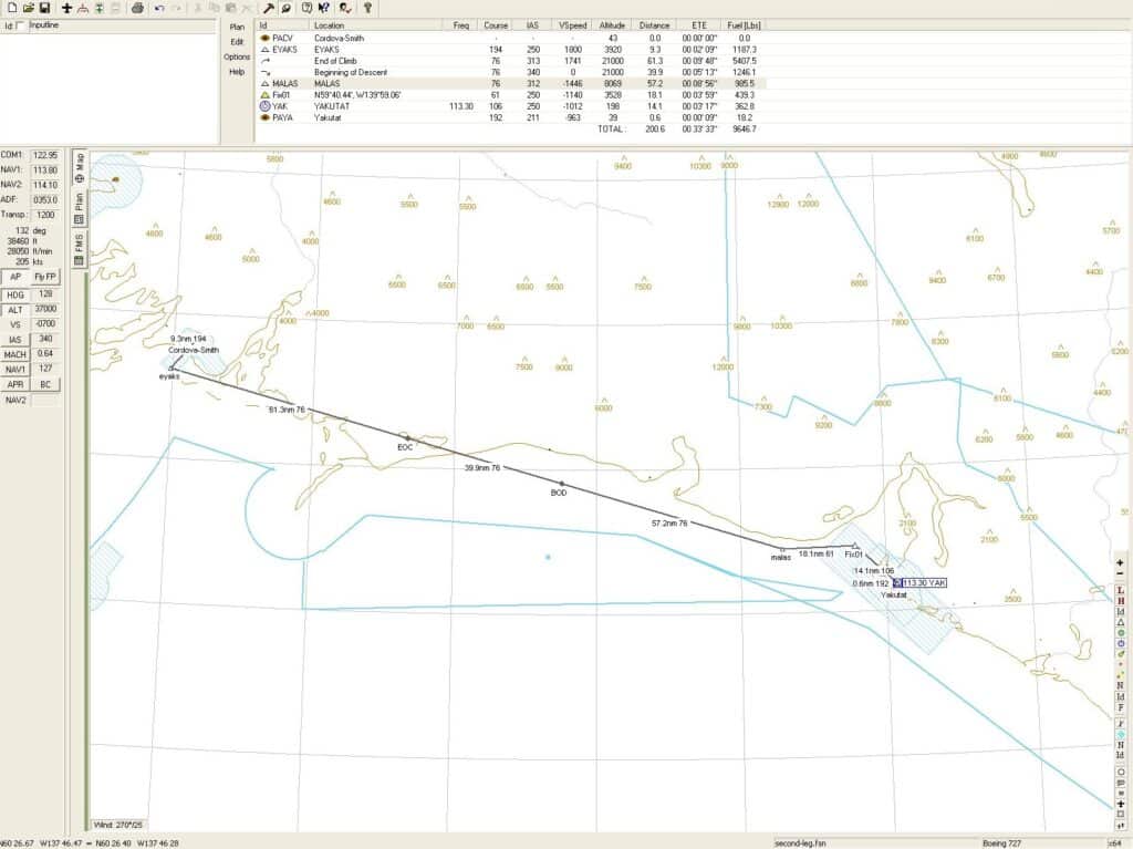 Flight Plan second leg – simFlight
