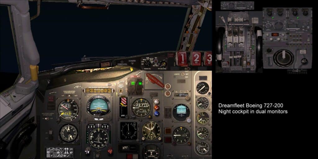 RR-CPAIR-Boeing 727 night cockpit – simFlight