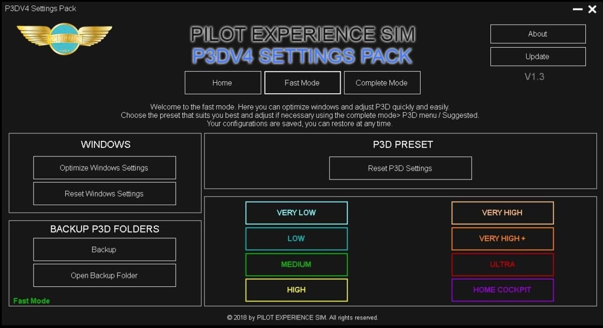 Pilot Experience Sim – P3DV4 Settings Pack V1 Licence – simFlight