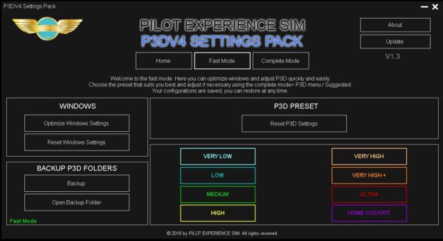 Pilot Experience Sim – P3DV4 Settings Pack V1 Licence – simFlight