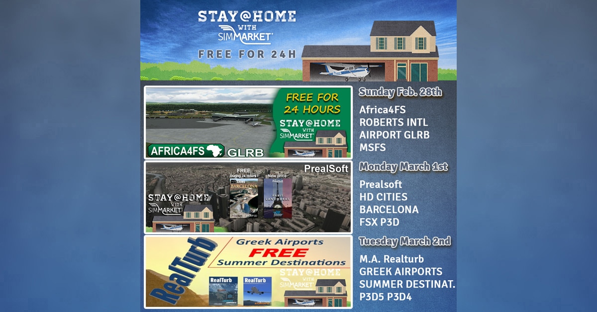 StayAtHome simMarket : 1 visit = 1 FREE product every day – simFlight