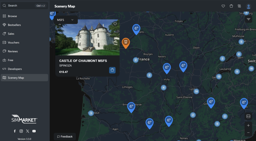 Scenery Map in SIMMARKET app MSFS P3D X-Plane – simFlight