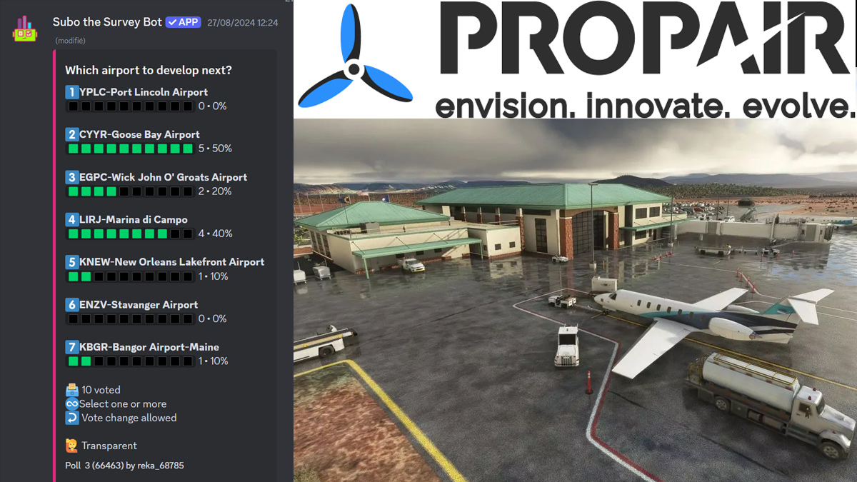 Propair Flight – Poll : Which Airport to Develop Next ? – simFlight