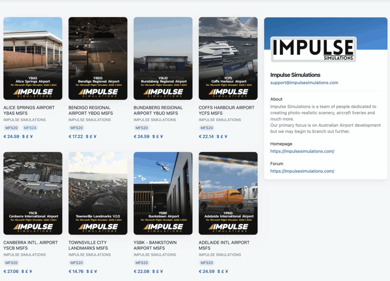New Sceneries From and For Australia: Impulse Simulations on simMarket – simFlight